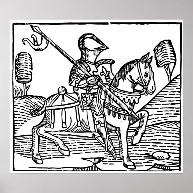 Knight Medieval Engraving Poster | Zazzle