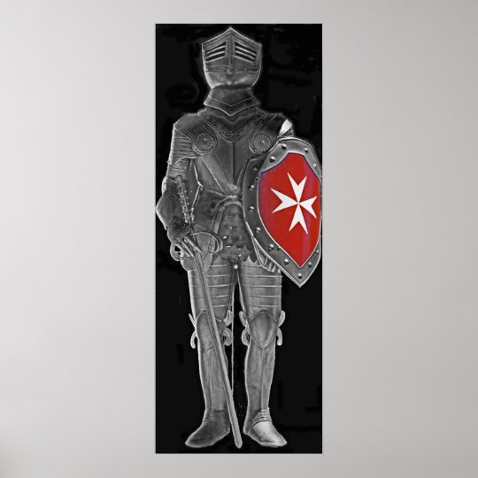 goofy knight in shining armor with sword cartoon poster | Zazzle.com