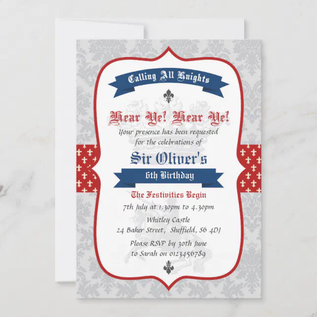 Knight themed birthday party invitation | Zazzle