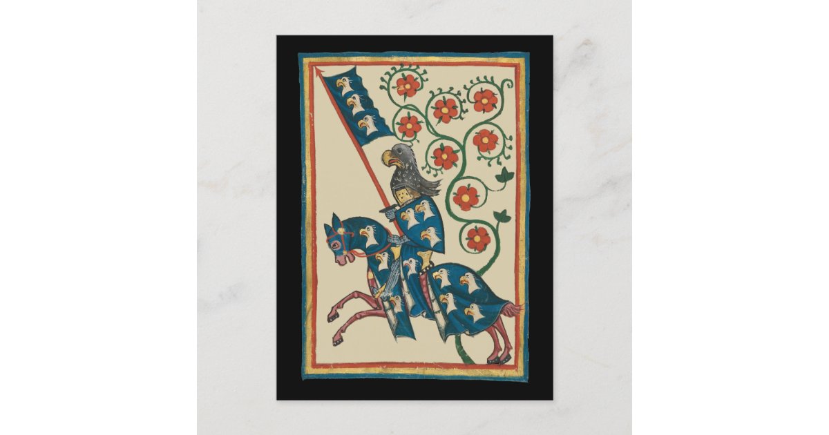 Knight With Eagle Heraldry, 14th Century Medieval Postcard | Zazzle