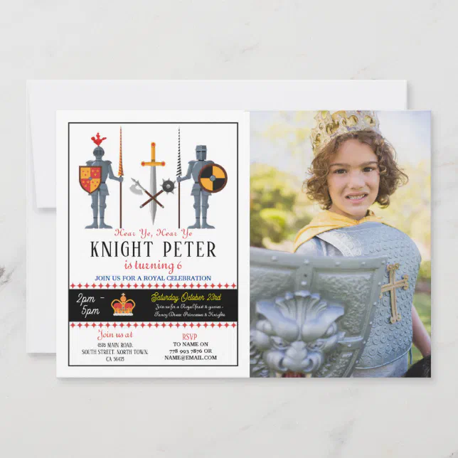 Knights Birthday Party Medieval Photo Invitation | Zazzle
