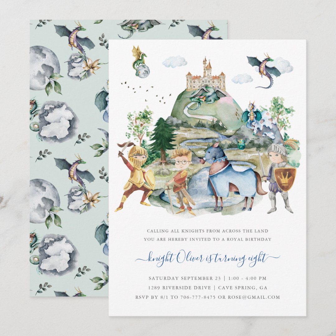 Knights & Dragons | Royal Medieval Birthday Invitation | Zazzle