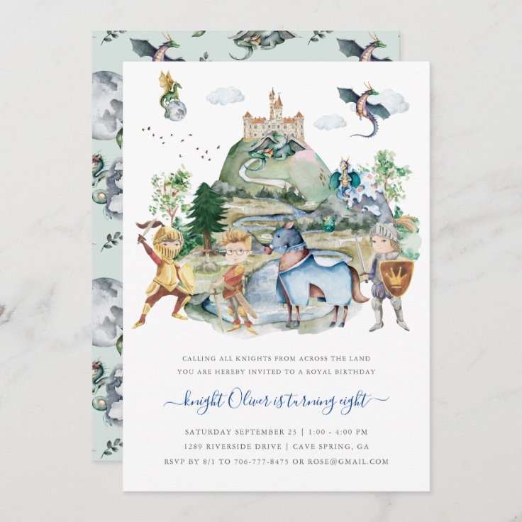 Knights & Dragons | Royal Medieval Birthday Invitation | Zazzle