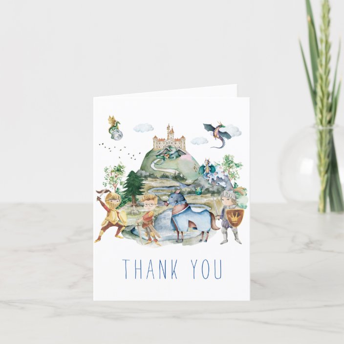 Knights & Dragons | Royal Medieval Birthday Thank You Card | Zazzle.com