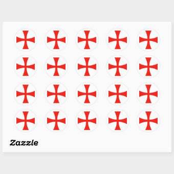 Knights_Templar_Cross Classic Round Sticker | Zazzle
