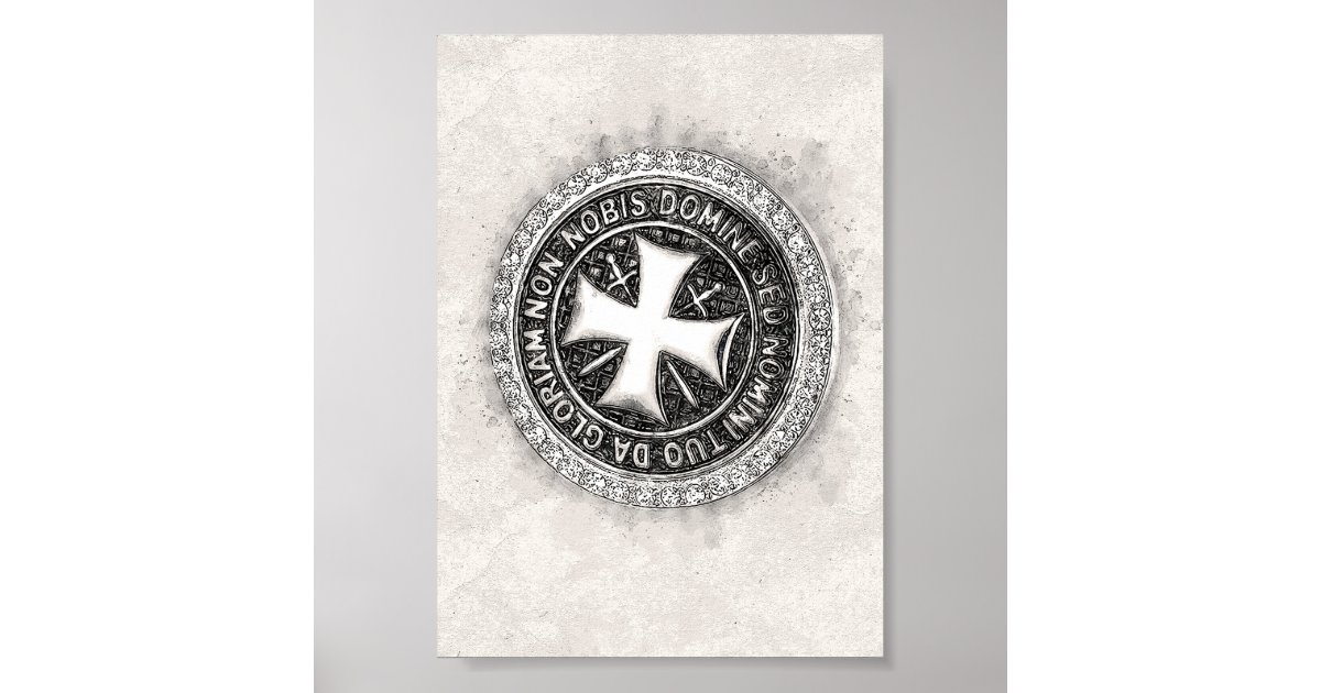 Knights Templar Medieval Cross Seal Custom Design Poster | Zazzle