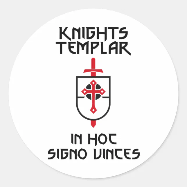 Knights Templar MOTTO Medieval History Insignia Classic Round Sticker ...