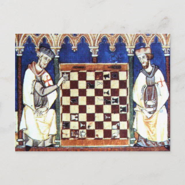 Knights Templar Playing Chess (1283) Postcard | Zazzle