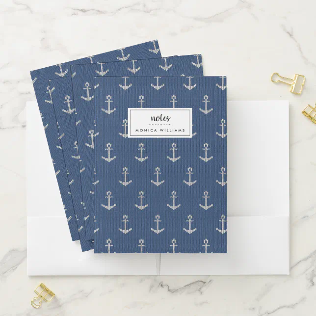 Knit Sea Anchor Pocket Folder | Zazzle