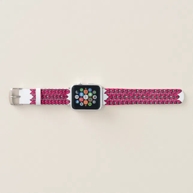 Knit stitch Apple Watch band hot pink knitting | Zazzle