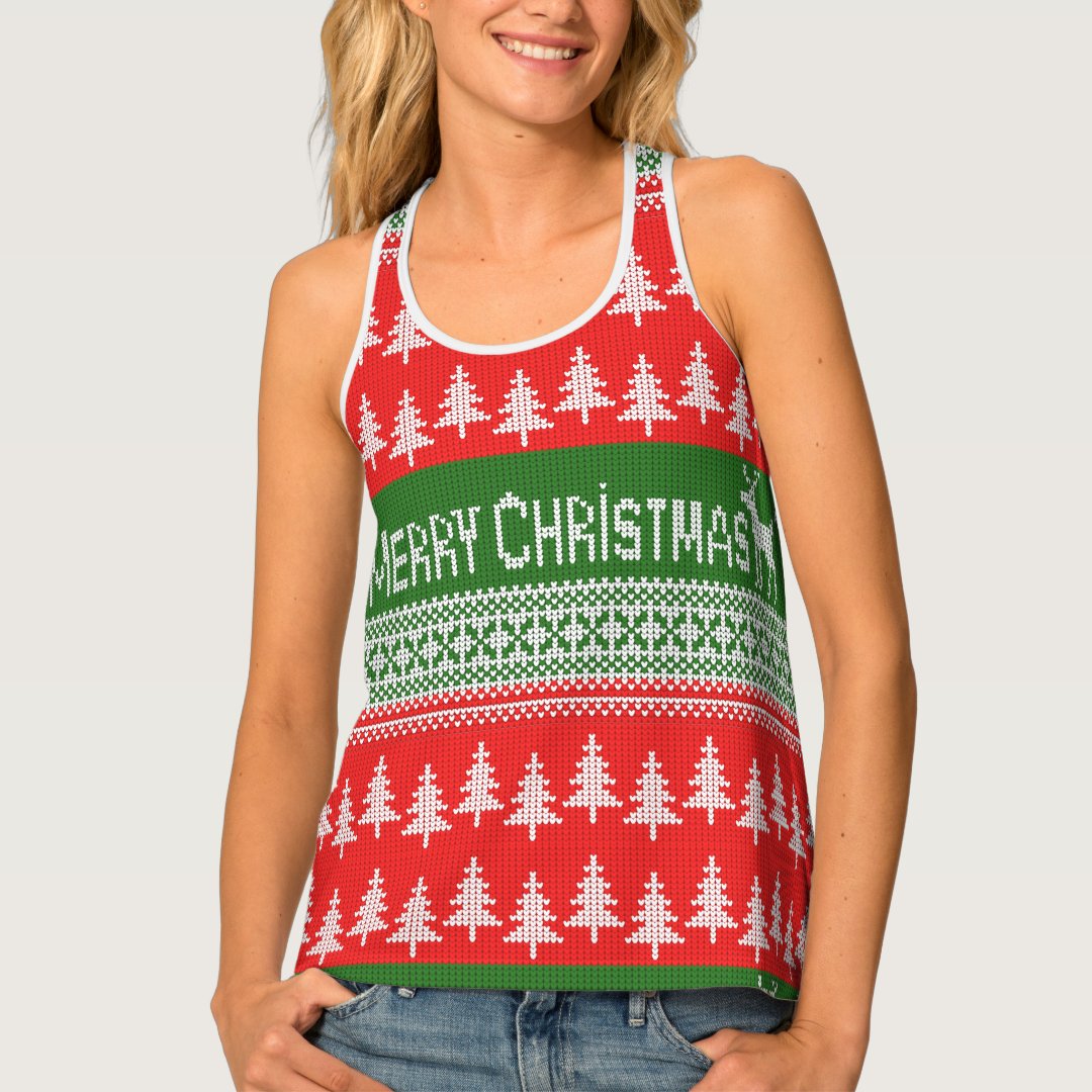 Knitted Ugly Christmas Sweater for warm weather Tank Top | Zazzle