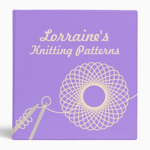 Knitters Knitting patterns purple & cream folder | Zazzle