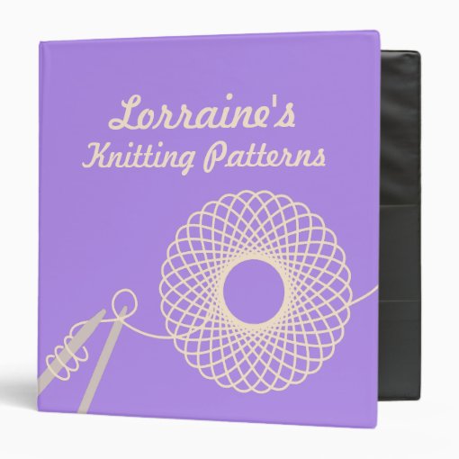 Knitters Knitting patterns purple & cream folder | Zazzle