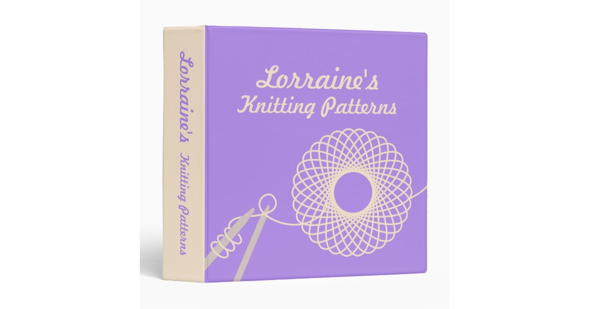 Knitters Knitting patterns purple & cream folder | Zazzle