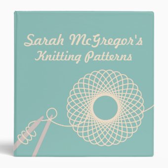 Knitters Knitting yarn pattern teal & cream folder | Zazzle