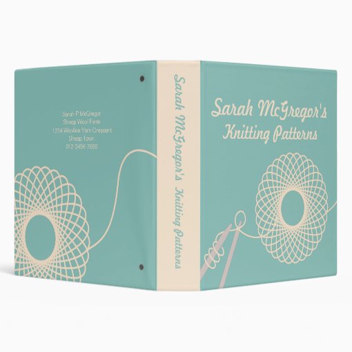 Knitters Knitting yarn pattern teal & cream folder | Zazzle