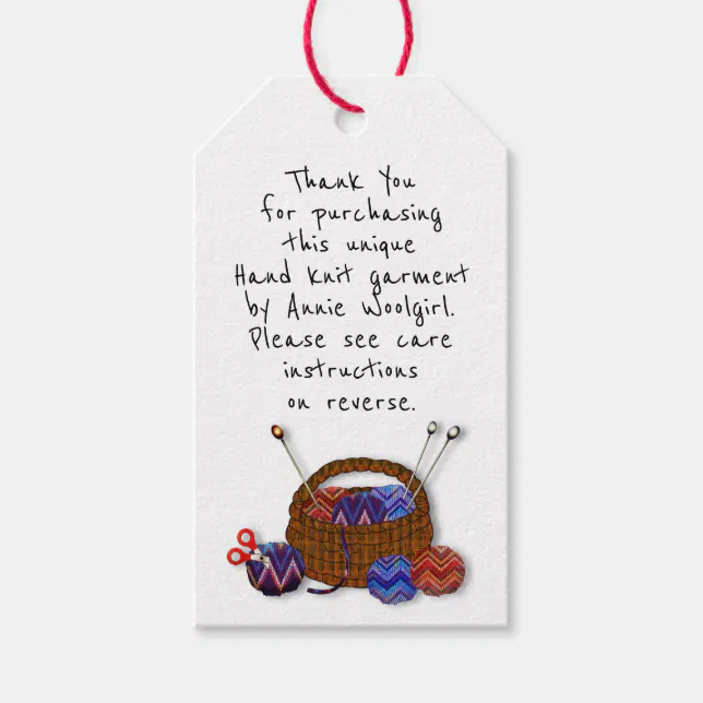 Knitting Basket Yarn Arts Garment Tag | Zazzle