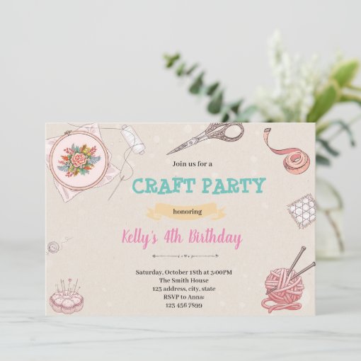 Knitting craft art party Invitation | Zazzle