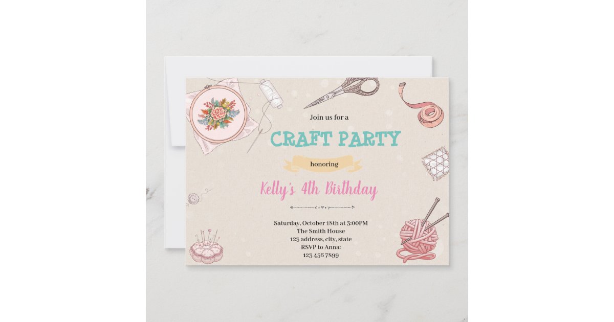Knitting craft art party Invitation | Zazzle
