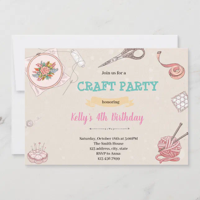 Knitting craft art party Invitation | Zazzle