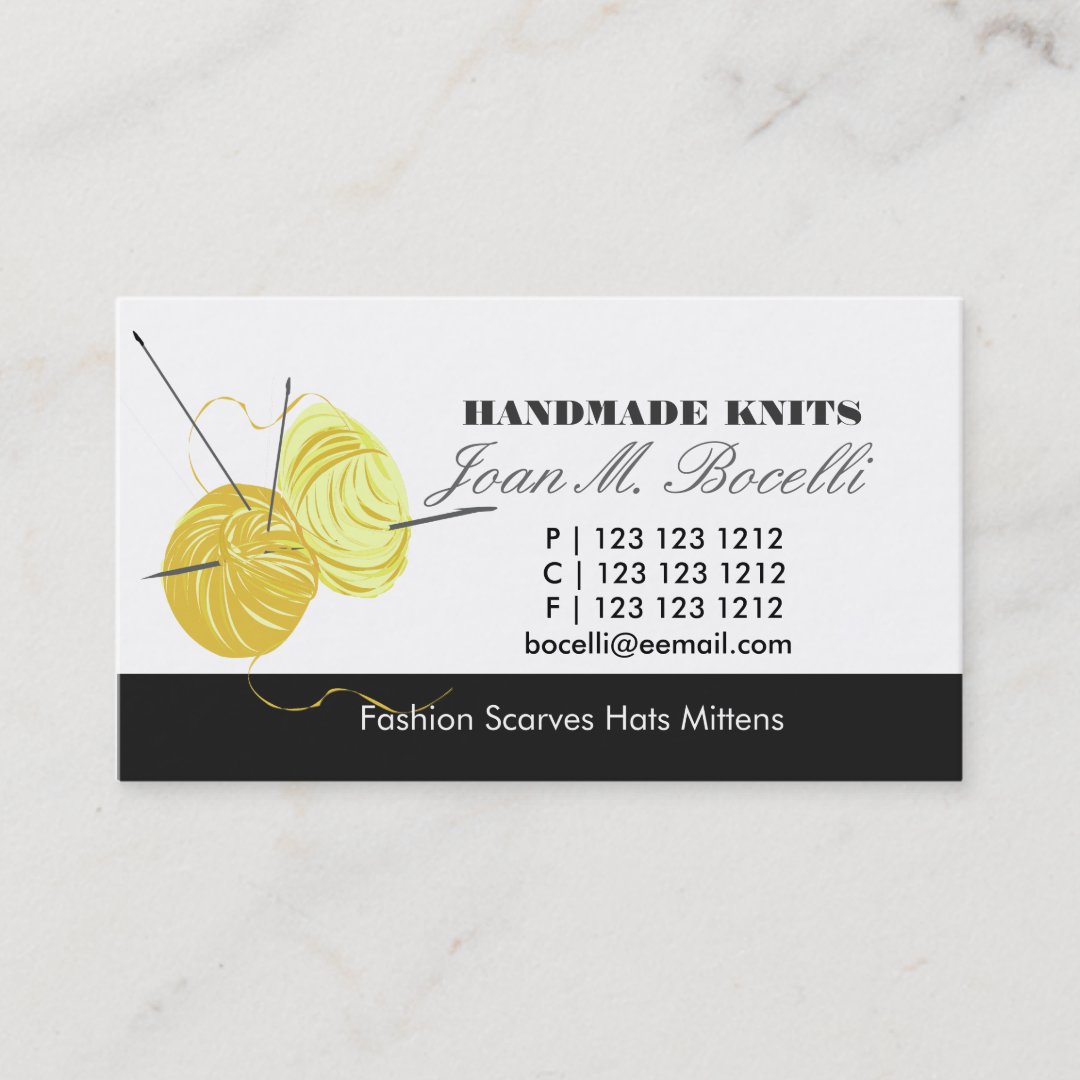 Knitting Craft Artist Business Card | Zazzle