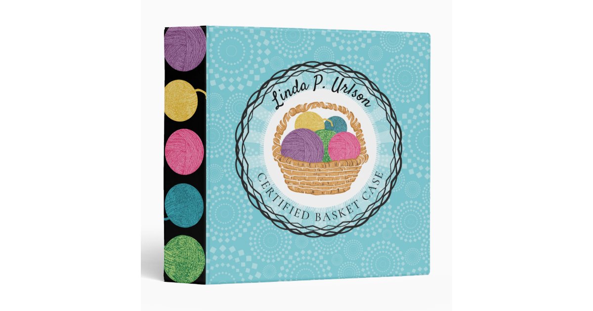 Knitting crochet yarn basket pattern binder | Zazzle