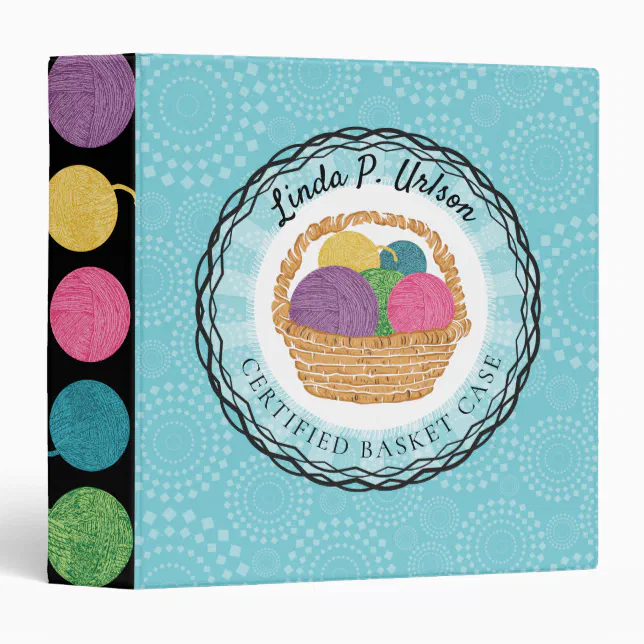 Knitting crochet yarn basket pattern binder | Zazzle