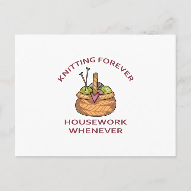 KNITTING FOREVER POSTCARD | Zazzle