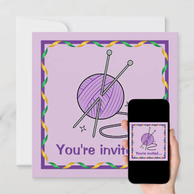 Knitting Fun Birthday Invitation | Zazzle