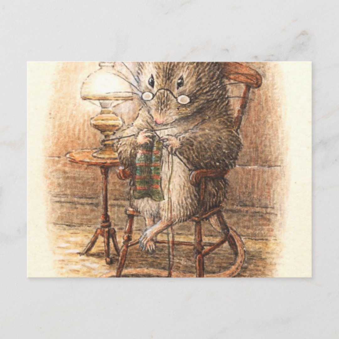 Knitting Mouse - Beatrix Potter Postcard | Zazzle