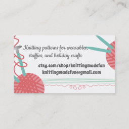 Knitting needles yarn doodle knitter business card | Zazzle