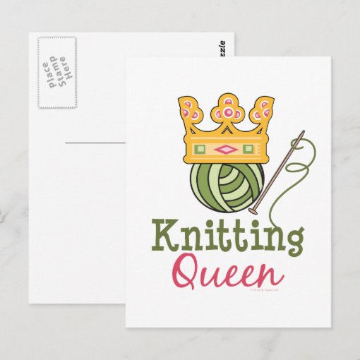 Knitting Queen Postcard | Zazzle