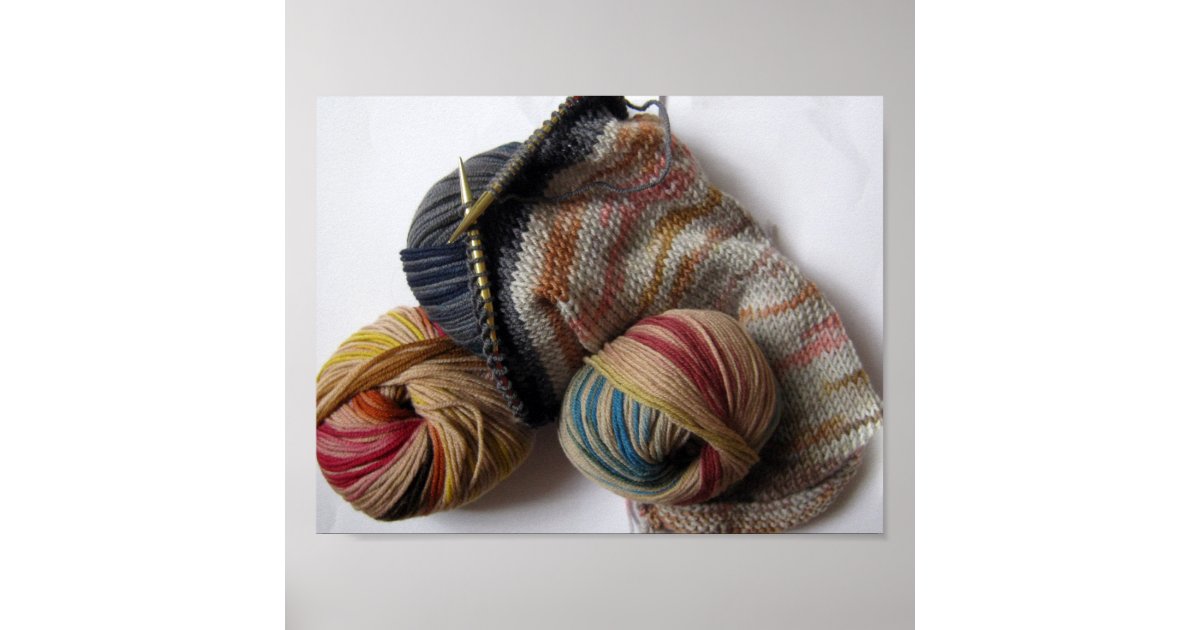 Knitting with Wool Yarn Poster | Zazzle