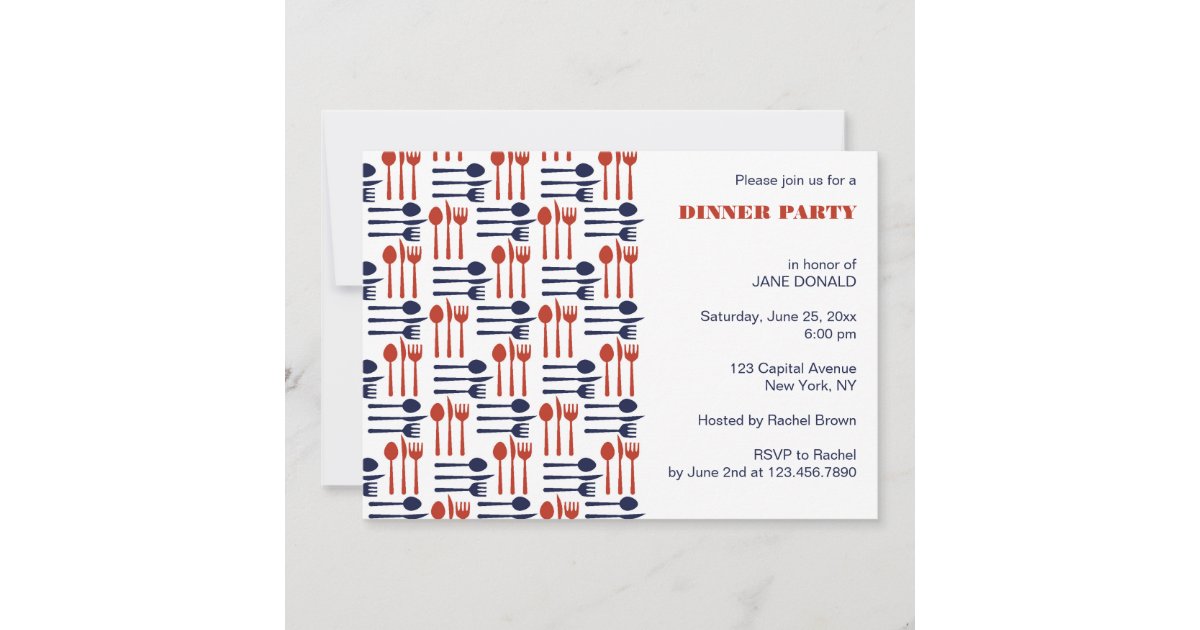 Knives,Forks and Spoons Dinner Party Invitations | Zazzle