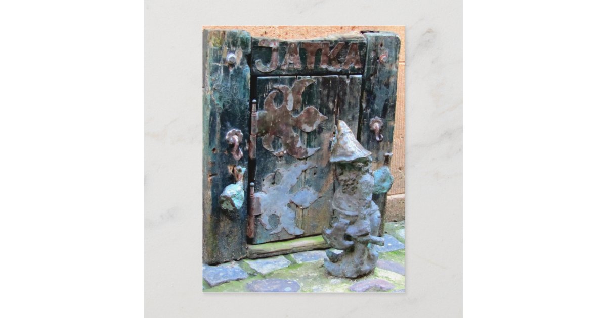 "Knock Knock Gnome" - Wroclaw, Poland Postcard | Zazzle