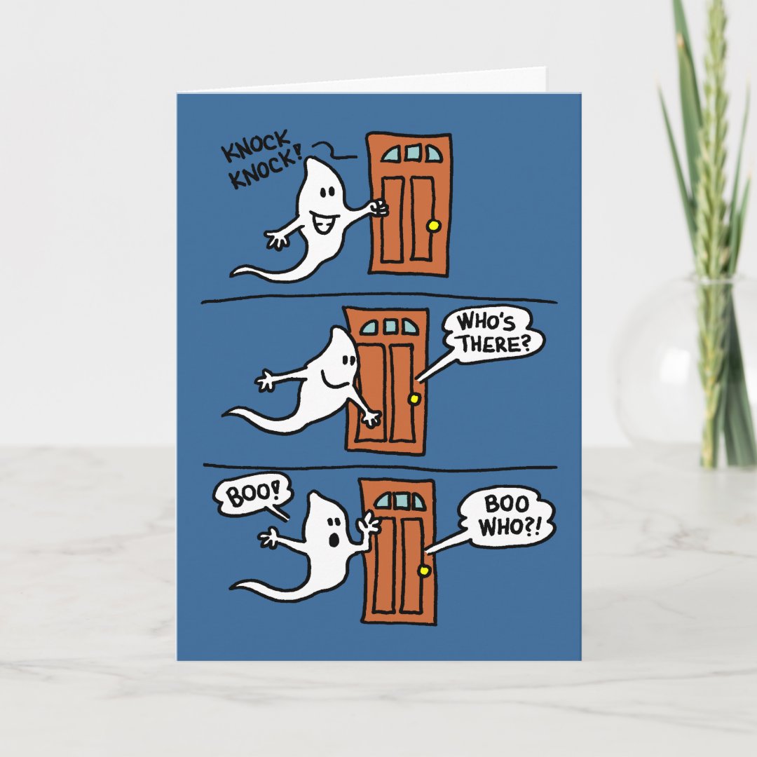 Knock Knock Halloween Cartoon Ghost Kids Greeting Card | Zazzle