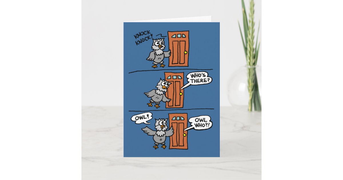 Knock Knock Halloween Cartoon Owl Kids Greeting Card | Zazzle