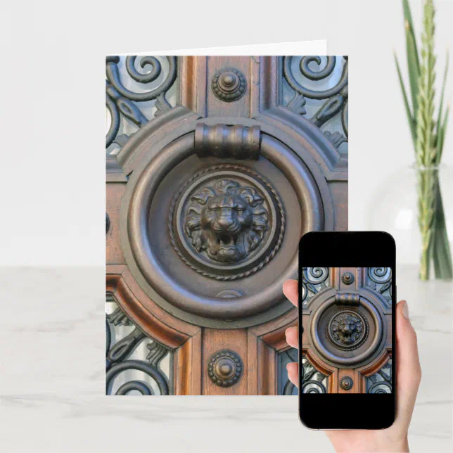 Knock Knock - Lion Door Knocker Blank Inside Card | Zazzle