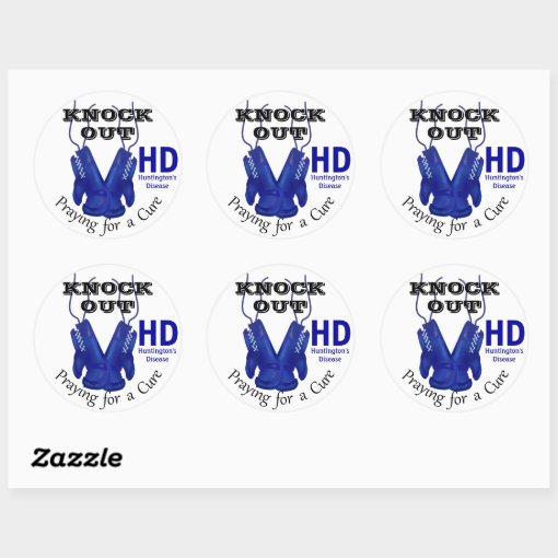 Knock Out Huntington's Disease HD Awareness Classic Round Sticker | Zazzle