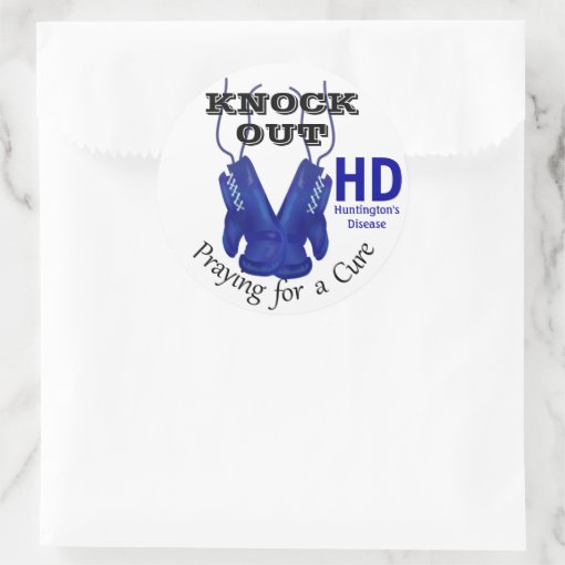 Knock Out Huntington's Disease HD Awareness Classic Round Sticker | Zazzle