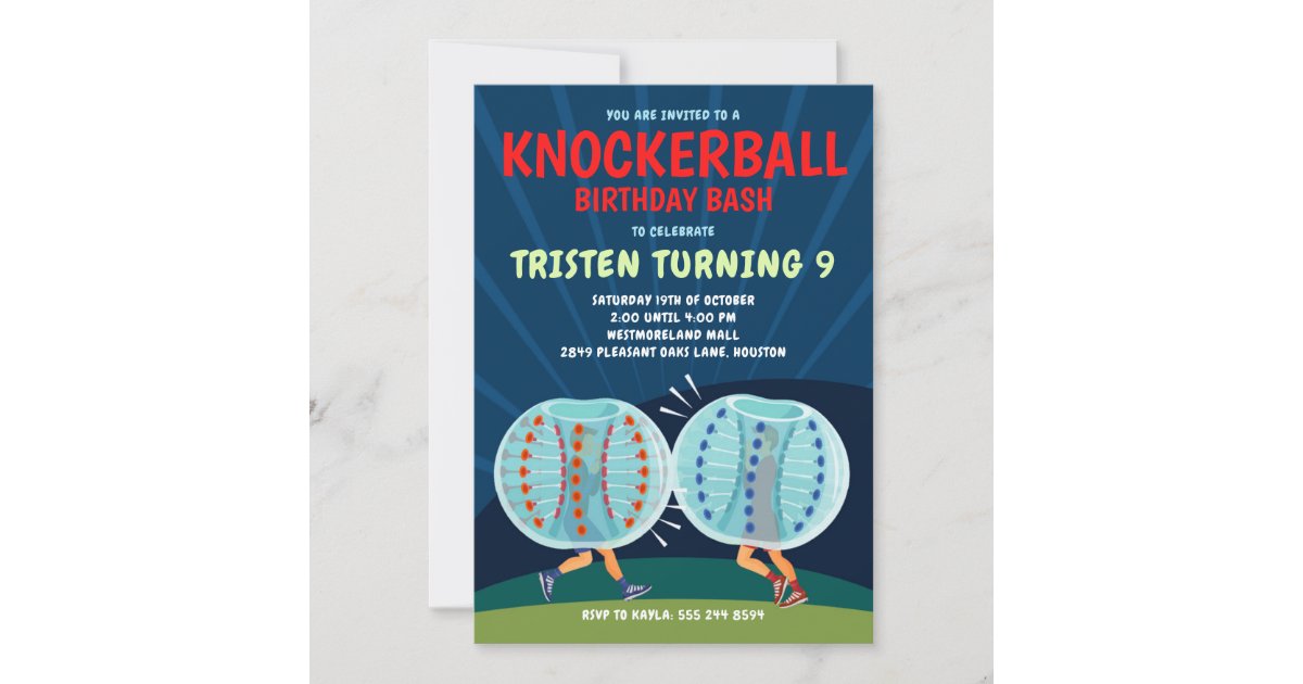 Knockerball Birthday Invitation - Bubble Soccer | Zazzle