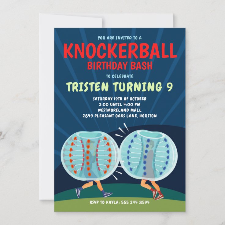 Knockerball Birthday Invitation - Bubble Soccer | Zazzle