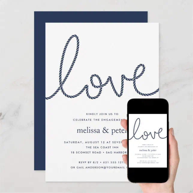 Knotted Love Engagement Party Invitation | Zazzle
