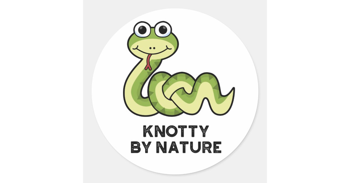 Knotty By Nature Funny Snake Pun Classic Round Sticker | Zazzle