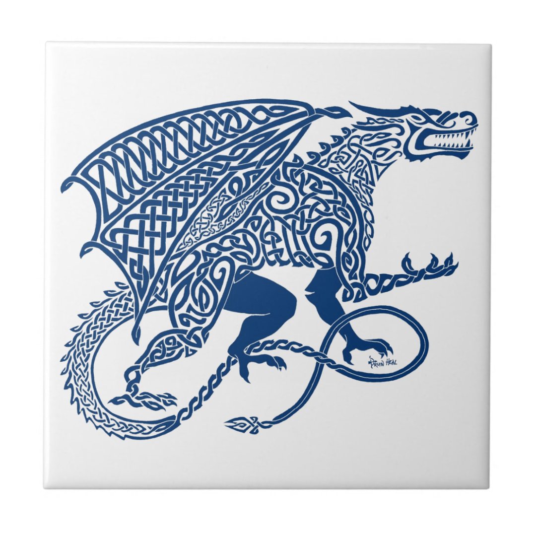 Knotwork Blue Dragon Ceramic Tile | Zazzle
