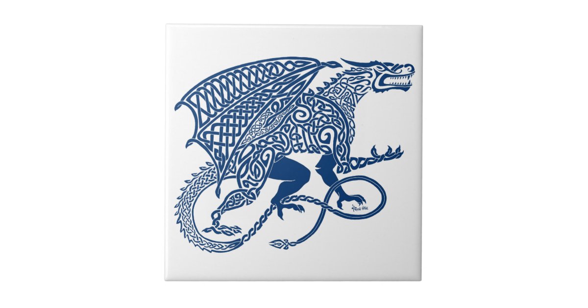 Knotwork Blue Dragon Ceramic Tile | Zazzle