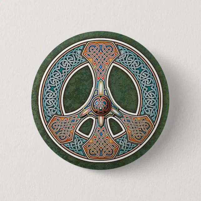 Knotwork Peace Sign Button | Zazzle