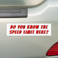 Know The Speed Limit Here Red and Black Bumper Sticker | Zazzle