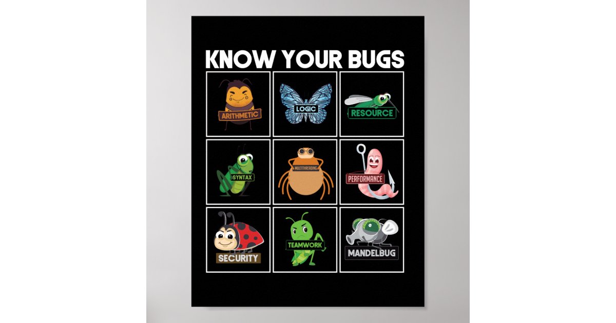 Know Your Bugs Programmer Coding Poster | Zazzle