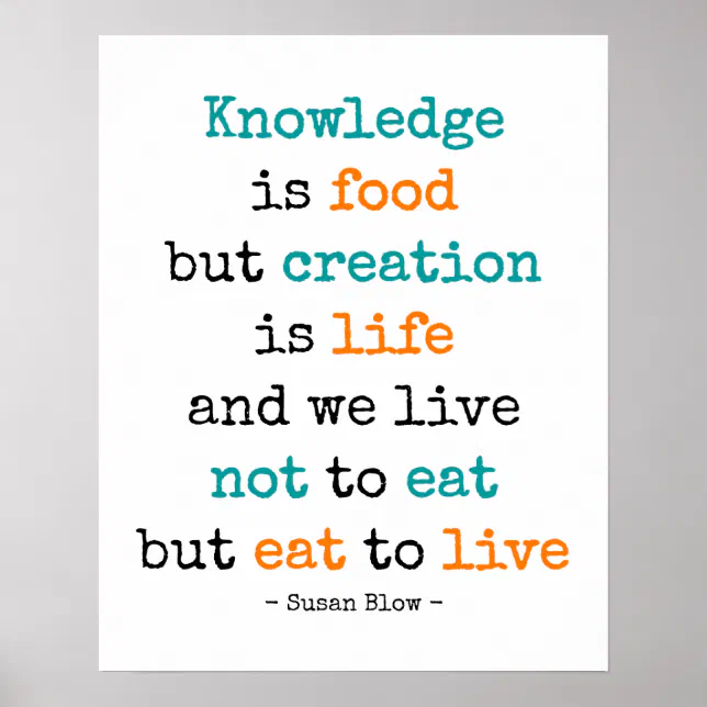 Knowledge is food, but creation is life - poster | Zazzle